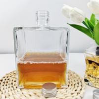 China Glass Cube Shape Transparent Clear Empty Thicken Wall Liquor Wine Bottle with Material for sale