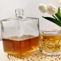 China Glass Cube Shape Transparent Clear Empty Thicken Wall Liquor Wine Bottle with Material for sale