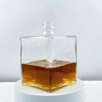 China Glass Cube Shape Transparent Clear Empty Thicken Wall Liquor Wine Bottle with Material for sale