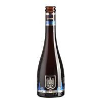 China Glass Collar 330ml Flint Amber Cobalt Blue Bottle with Customized Logo and Crown Cap for sale