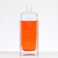China Hot Stamping Surface Engraved Letter Bottle for Beverage Square Whiskey Rum Brandy for sale