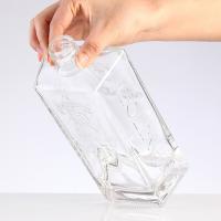 China Hot Stamping Surface Engraved Letter Bottle for Beverage Square Whiskey Rum Brandy for sale
