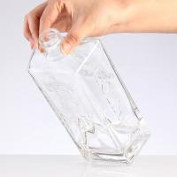 China Hot Stamping Surface Engraved Letter Bottle for Beverage Square Whiskey Rum Brandy for sale