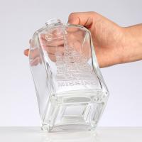 China Hot Stamping Surface Engraved Letter Bottle for Beverage Square Whiskey Rum Brandy for sale