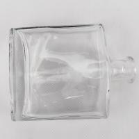 China Acceptable Customer's Logo 500ml Clear Square Glass Bottle with Cork Cap for sale