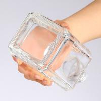 China Hot Stamping 500ml 750ml Cube Vodka Alcohol Spirits Liquor Whisky Wine Glass Bottle for sale