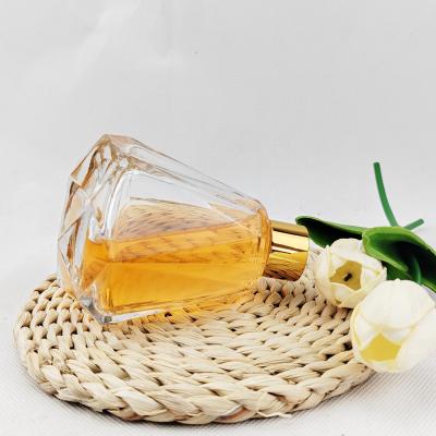 China Glass Bottle for Perfume Aromatherapy 60ml 80ml Luxury Diamond Shape Thick Bottom for sale