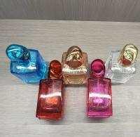 China High End Square Bottom Blue Perfume Bottle with Box Customized 30mL 50mL Clear Glass for sale