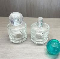 China Beverage Glass Cylinder Shape Striped Classical Fragrance Parfum Spray Bottles 30ml 50ml for sale