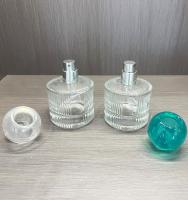 China Beverage Glass Cylinder Shape Striped Classical Fragrance Parfum Spray Bottles 30ml 50ml for sale