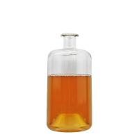 China Acceptable Customer's Logo 500ml Clear Brandy Whiskey Empty Wine Bottle with Cork for sale