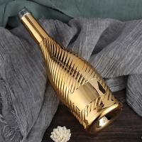 China Glass Collar Material 750ml Champagne Glass Bottle with Electroplated Finish and Cork for sale