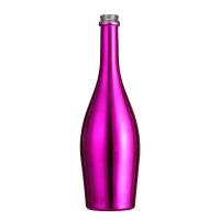 China Custom Glass Body Material Electroplated Blue Gold Sliver Champagne Bottle 750ml for sale