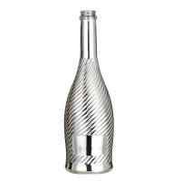 China Custom Glass Body Material Electroplated Blue Gold Sliver Champagne Bottle 750ml for sale