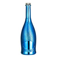 China Custom Glass Body Material Electroplated Blue Gold Sliver Champagne Bottle 750ml for sale