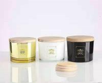 China Bamboo and Wood Cover Frosted Transparent Candle Jar for Creative Home Decoration for sale