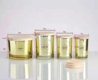 China Bamboo and Wood Cover Frosted Transparent Candle Jar for Creative Home Decoration for sale