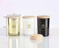 China Bamboo and Wood Cover Frosted Transparent Candle Jar for Creative Home Decoration for sale