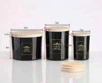 China Bamboo and Wood Cover Frosted Transparent Candle Jar for Creative Home Decoration for sale