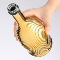 China Glass Collar Silk Mouth Long Neck Sparkling Gold Twill Champagne Bubble Bottle for Weddings for sale