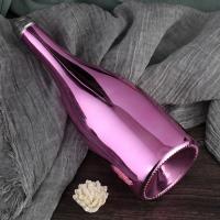 China Customized Logo Glass Collar Bottles for Hot Stamping Screw Cap Purple Champagne Wine for sale