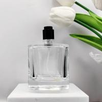 China 100ml 50ml Square Perfume Glass Bottle with Mist Sprayer Acid Etch Surface Handling for sale