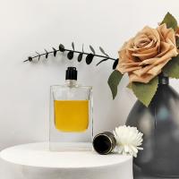 China Flat Square Glass Perfume Bottle 50ml 30ml 100ml Empty Bottle with Box Elegant Design for sale