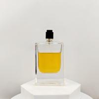 China Flat Square Glass Perfume Bottle 50ml 30ml 100ml Empty Bottle with Box Elegant Design for sale