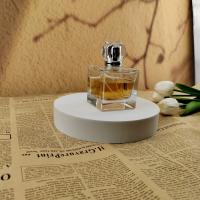 China Clear Frosted Flat Square Empty Glass Perfume Bottle 15ml 30ml 50ml 60ml with Glass Cap for sale