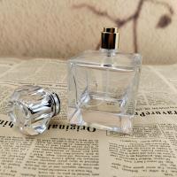 China Clear Frosted Flat Square Empty Glass Perfume Bottle 15ml 30ml 50ml 60ml with Glass Cap for sale