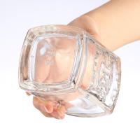 China Pattern Customized Logo Clear Glass 700ml Square Bottle for Wine and Beer Empty in Carving Patterns for sale
