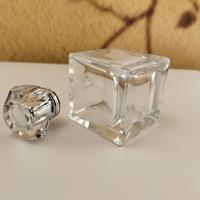 China Clear Frosted Flat Square Empty Glass Perfume Bottle 15ml 30ml 50ml 60ml with Glass Cap for sale