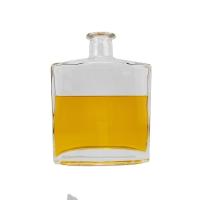 China Flat Square Whiskey Vodka Rum Tequila Gin Spirits Glass Bottle with Cork Sealing Type for sale