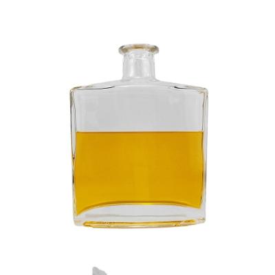 China Flat Square Whiskey Vodka Rum Tequila Gin Spirits Glass Bottle with Cork Sealing Type for sale