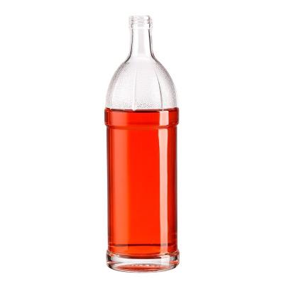 China Wine Bottle 1L Clear Glass Bottle With Aluminum Cap Customized Logo for sale