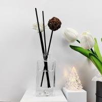China Round Glass Aromatherapy Reed Diffuser Bottles Perfume Rectangle Glass Bottle with Caps for sale