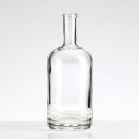 China 750ml Clear Glass Cylindrical Vodka Wine Bottle with Cork Made by Chinese Liquor Bottle for sale