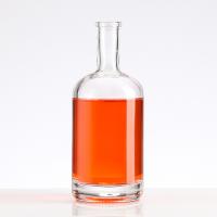 China 750ml Clear Glass Cylindrical Vodka Wine Bottle with Cork Made by Chinese Liquor Bottle for sale