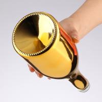 China Glass Body Custom Design 700ml 750ml Extra Flint Metallic Gold Champagne Bottle with Cork for sale