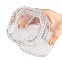 China High Weight Square Clear Empty Glass Bottles for Liquor 250ml 500ml Extra Flint Embossed for sale