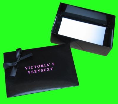 China Folding Paper Box , Black Color Gift Box Packaging With Bow Tie for sale