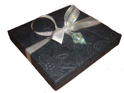China Deeply Embossing Logo Printing Gift Box Packaging With Silk Ribbon Bow Tie for sale