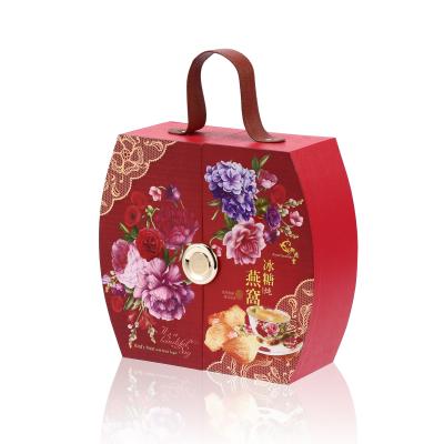 China Customized Shape  Luxurious Gift Box with Handle CMYK Color Cardboard Material Printing for sale