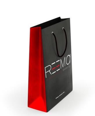 China 190G Gloss Art Paper Material CMYK Color Printing Paper Shopping Bag with Metal Eyes Nylon rope for sale