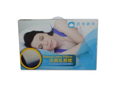 China Custom Logo Printed Cardboard Material Plastic Handle Corrugated Box Packaging for Natural Latex Pillow for sale