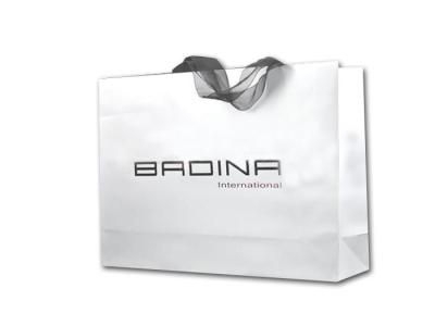 China Logo Printing Paper Bag , Custom Printing Paper Bags With Black Color Silk Handle for sale