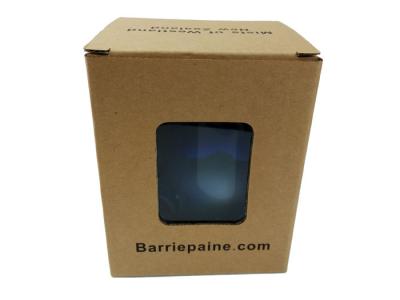 China Nature Color Kraft Paper Cardboard Corrugated Material Custom  Black Color Logo Printing Mug Box with PVC Window for sale