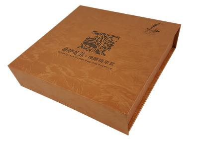 China Brown Color Background Rigid Cardboard Material Book Shape Logo Printing Packing Box with Magnets Closure for sale