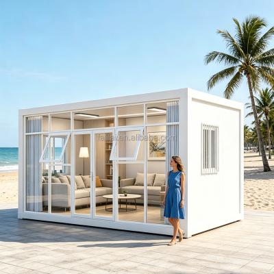 China Export Modular Prefab Home 20ft Flat Container House Modern Pre-built Villa Living Room Bedroom Hotel Use Steel Sandwich Panel for sale