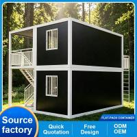 China 20ft Flat Pack Steel Sandwich Panel Container House Prefab Modular Villa Cabin Multi-story Eco-friendly Contemporary Hotel for sale